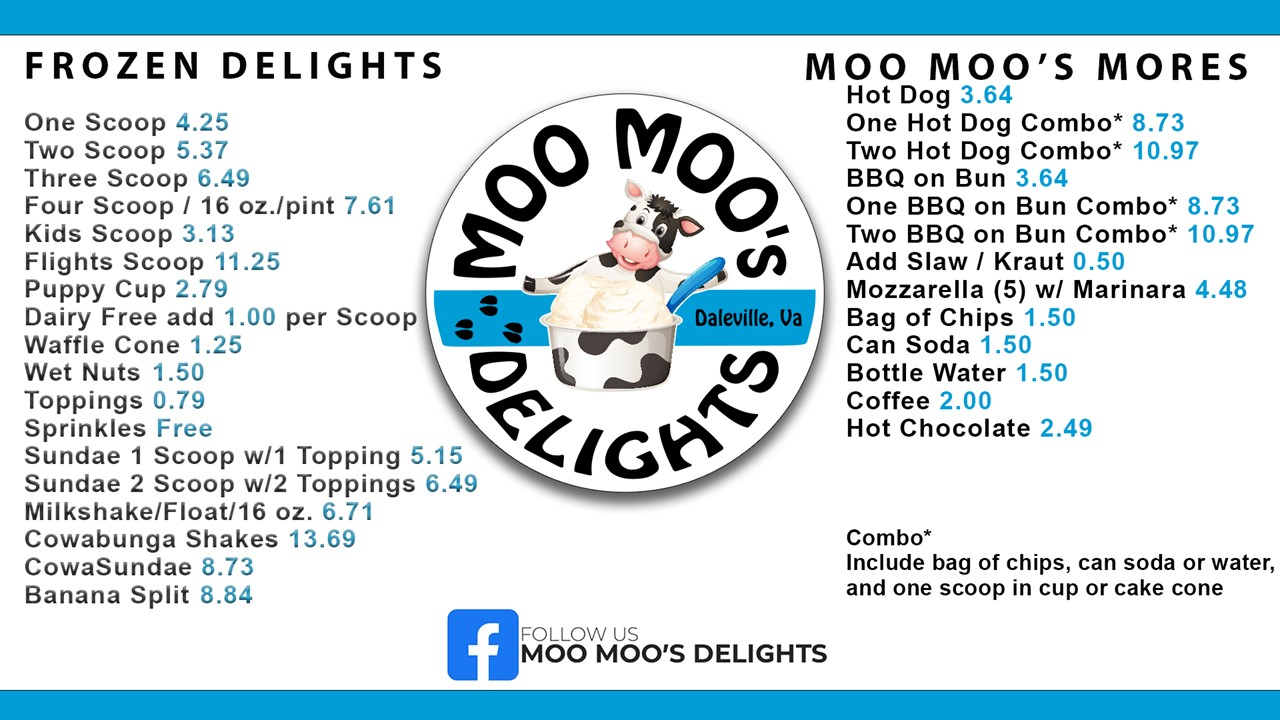 Menu - Moo Moos Delights